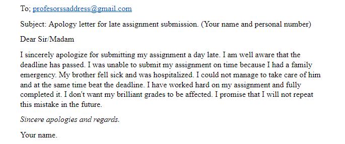 Late Assignment Email Examples And Professor Escape Tips